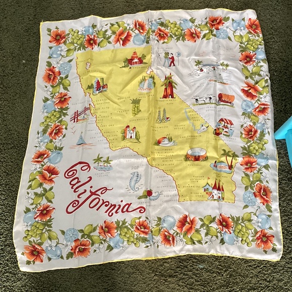 Vintage | Accessories | Vintage California Map Scarf | Poshmark